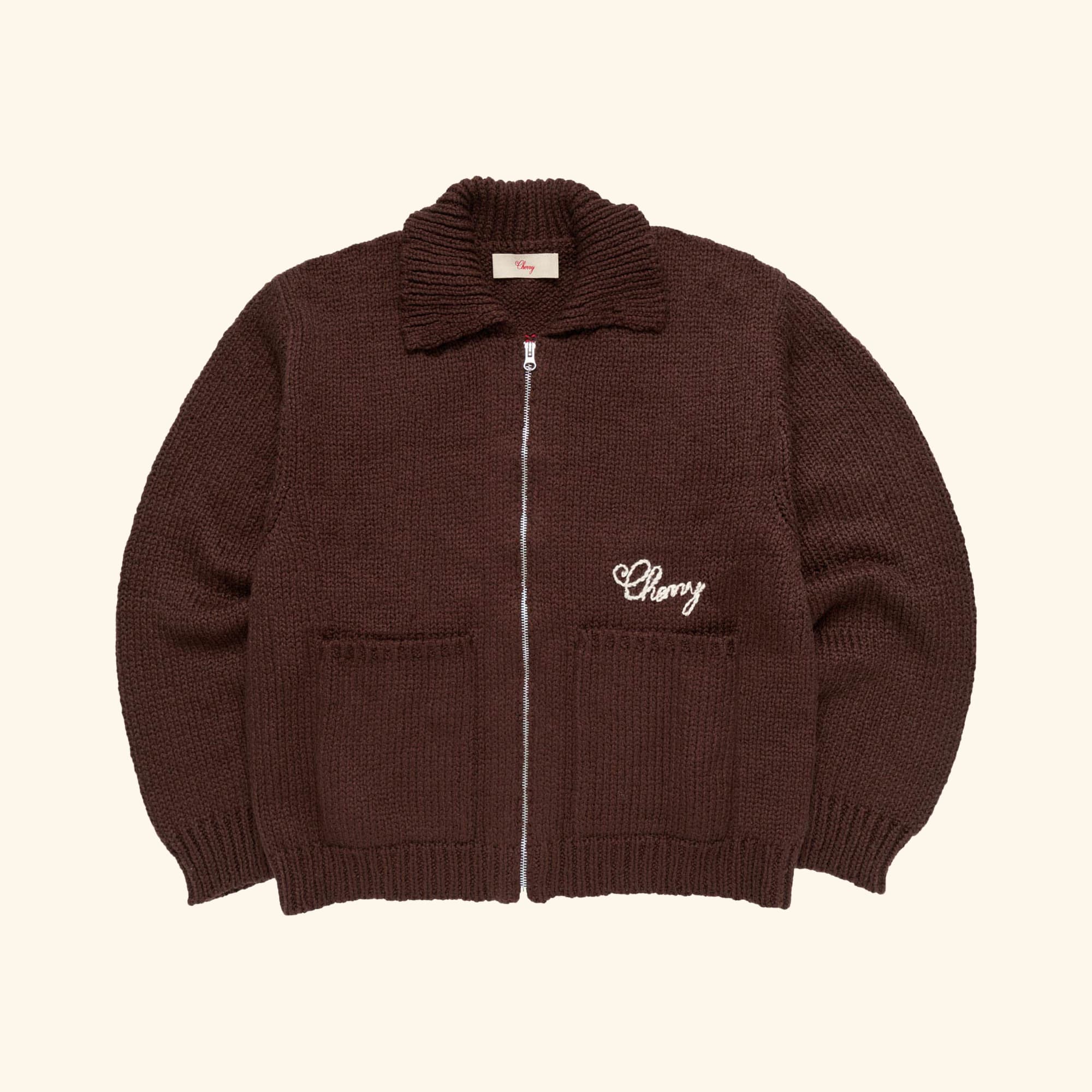 1 Star Cotton Knit Zip Jacket (Chocolate) – CHERRY LA