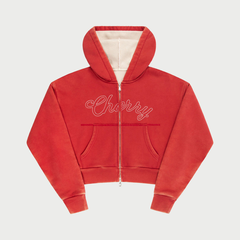 Cropped Thermal Zip-Up (Vintage Red) – CHERRY LA
