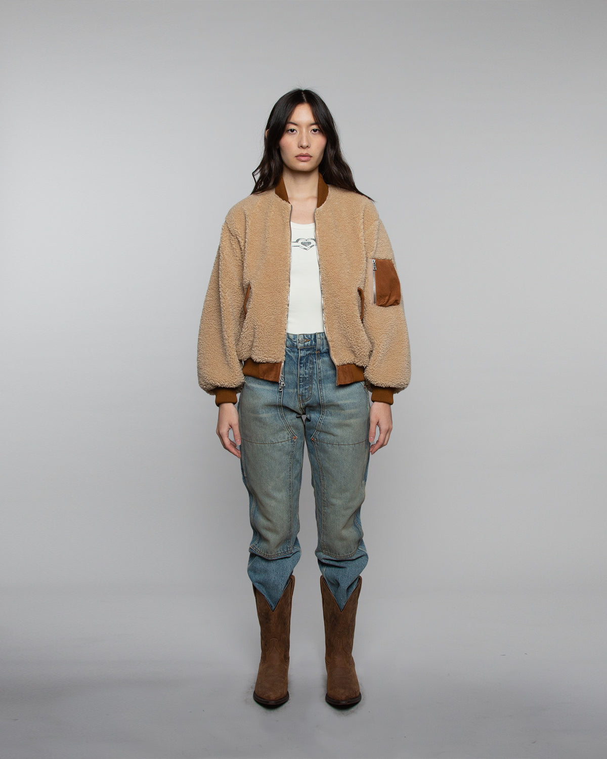 [CHERRY LA] Sherpa Bomber Jacket (Natural) - CHERRY LA | 리켓